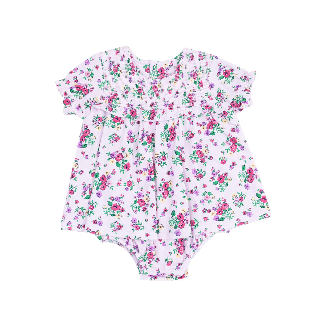 Angel Dear Pink Preppy Roses | Smocked Ruffle Bubble With Skirt – Keedo ...